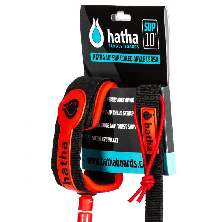 Hatha 10ft premium grade coiled leash red - SUP paddle board leash